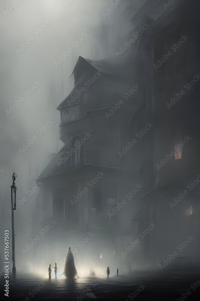 In the picture, there are four ghosts floating in the air. They are all ...