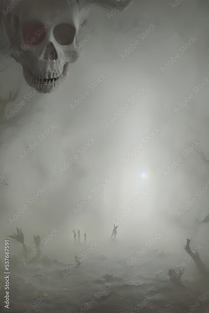 There are three ghosts in the picture. They have white sheets over ...