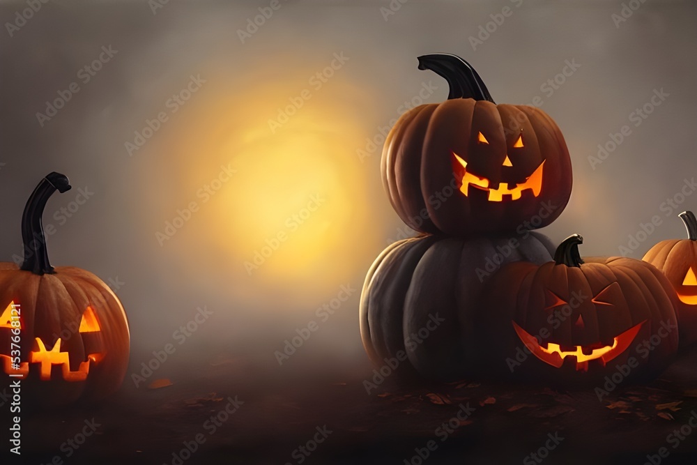 A thousand pumpkin faces leer up at the moon, their jagged teeth bared ...