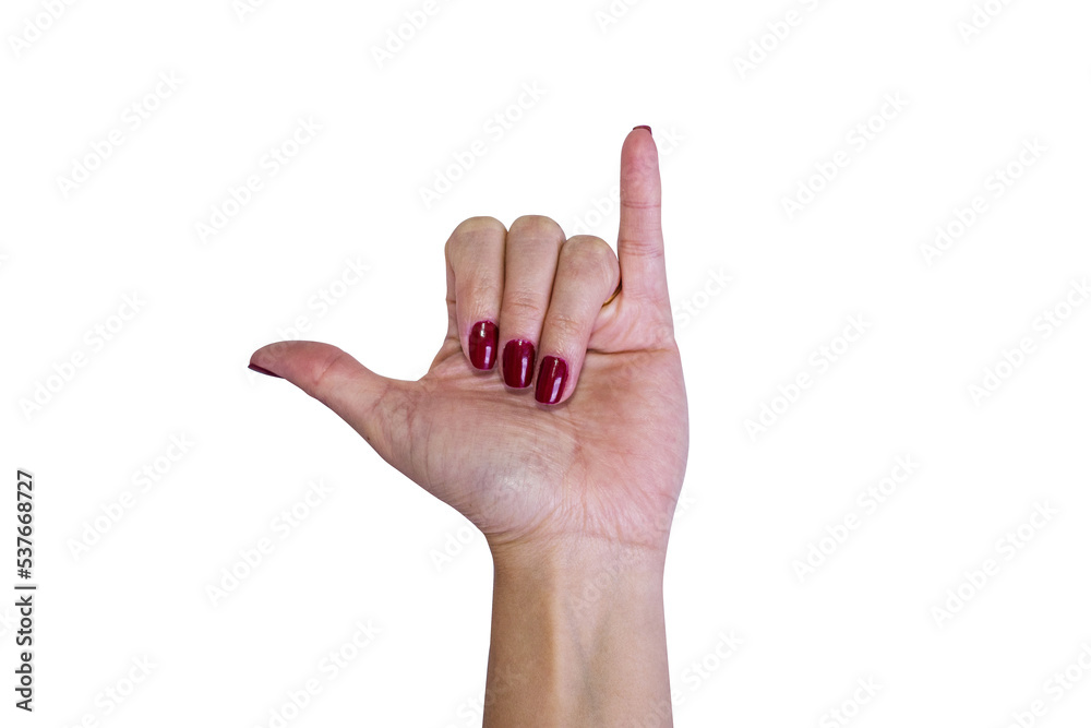 Hand with hang loose sign isolated on transparent background Stock ...