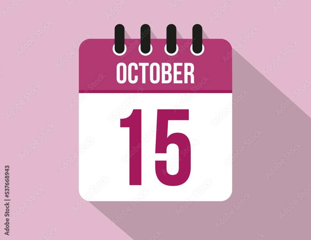 15 day October calendar. Calendar vector for October in pink color on ...