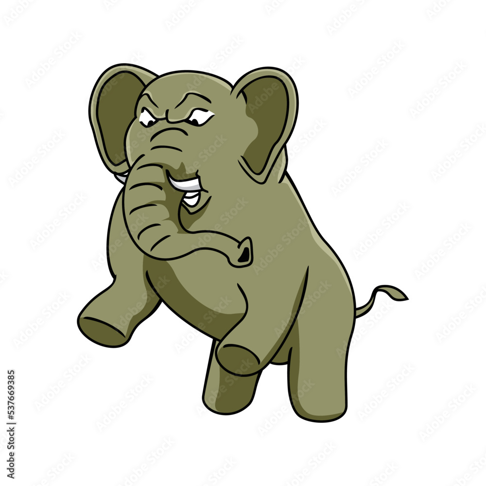 angry elephant cartoon. wild animal icon design illustration. Stock ...