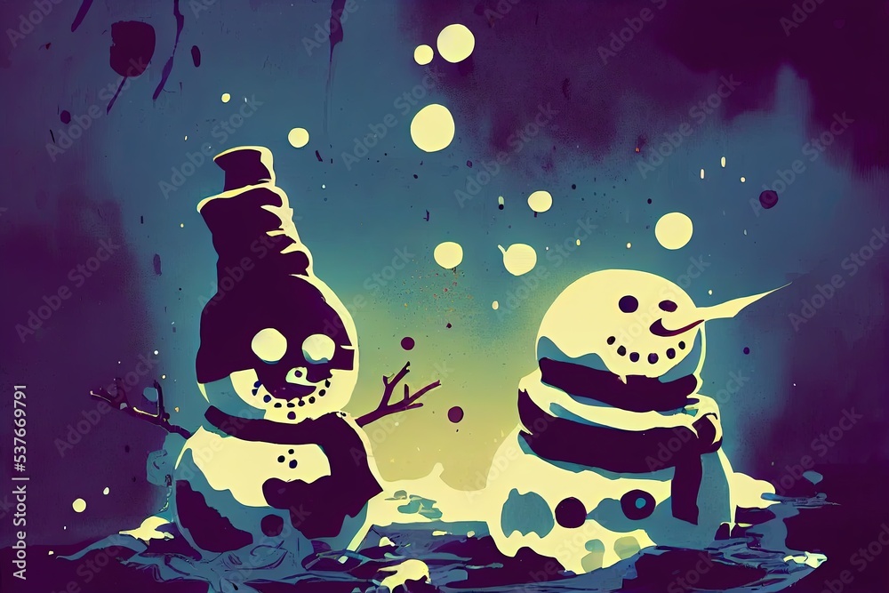 Snowman holiday 2022 graffiti - Computer generated image of winter ...