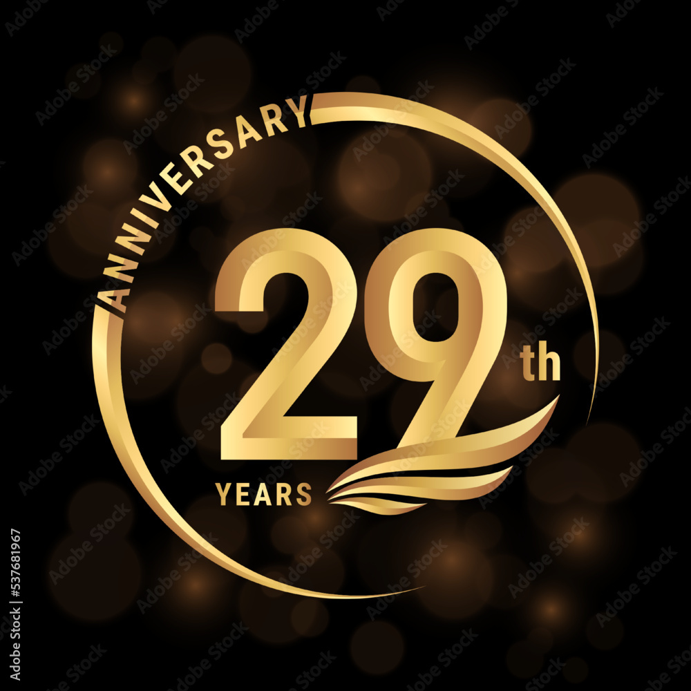 29th Anniversary Logo, Logo design with gold color wings for poster ...