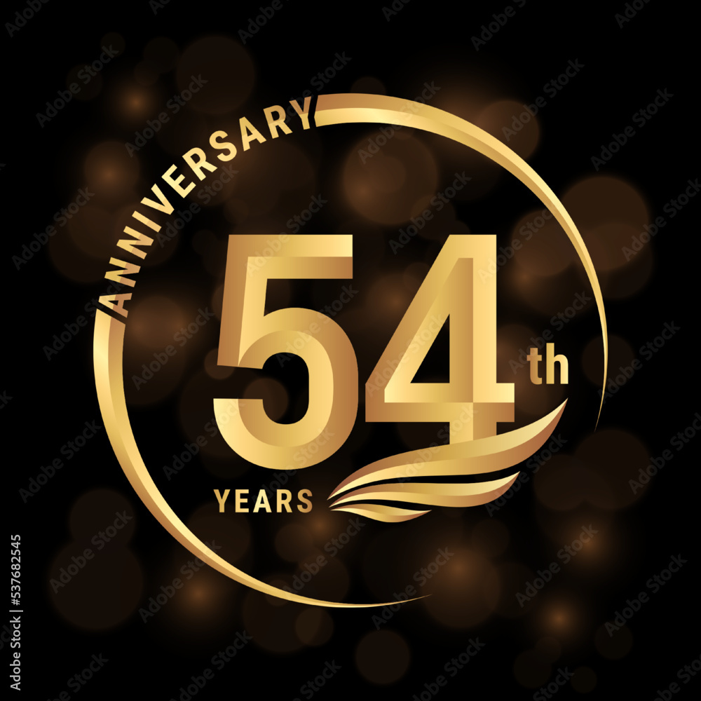 54th Anniversary Logo, Logo design with gold color wings for poster ...