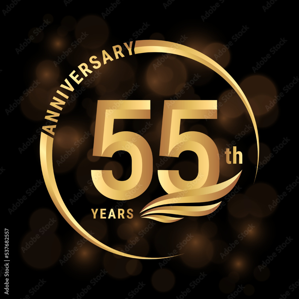 55th Anniversary Logo, Logo design with gold color wings for poster ...