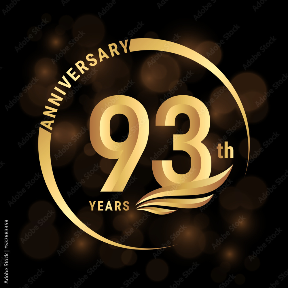 93th Anniversary Logo, Logo design with gold color wings for poster ...