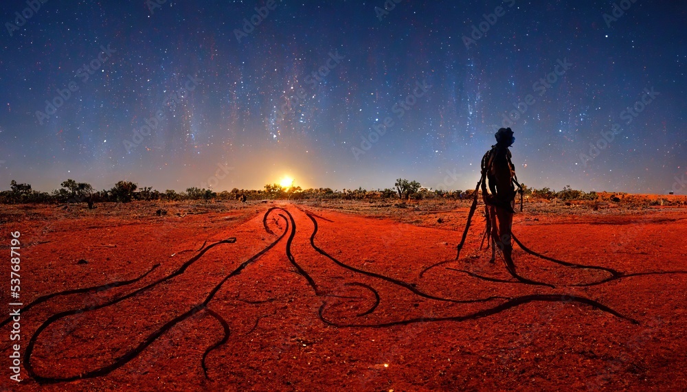 ภาพประกอบสต็อก Songlines are the Australian Aboriginal walking routes ...