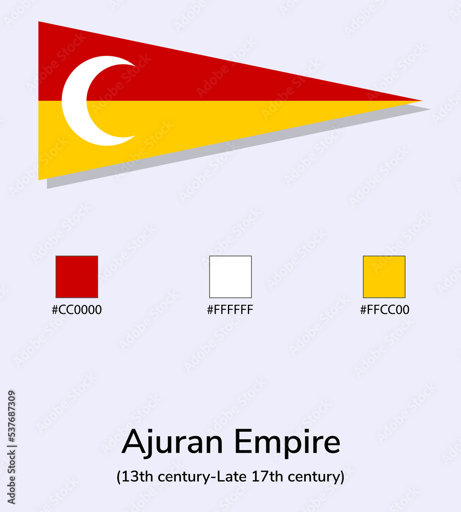 Vector Illustration of Ajuran Empire flag isolated on light blue ...
