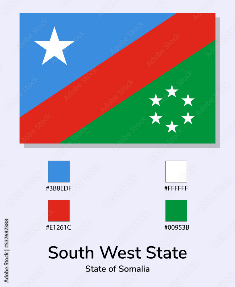 Vector Illustration of South West (State of Somalia) flag isolated on ...