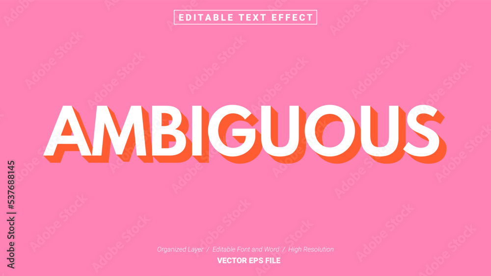 Editable Ambiguous Font Design. Alphabet Typography Template Text ...
