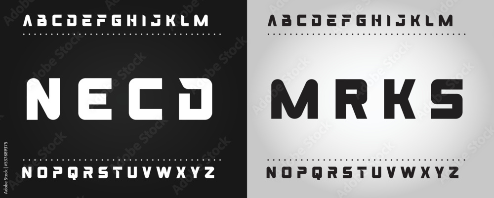 NECD Sports minimal tech font letter set. Luxury vector typeface for ...