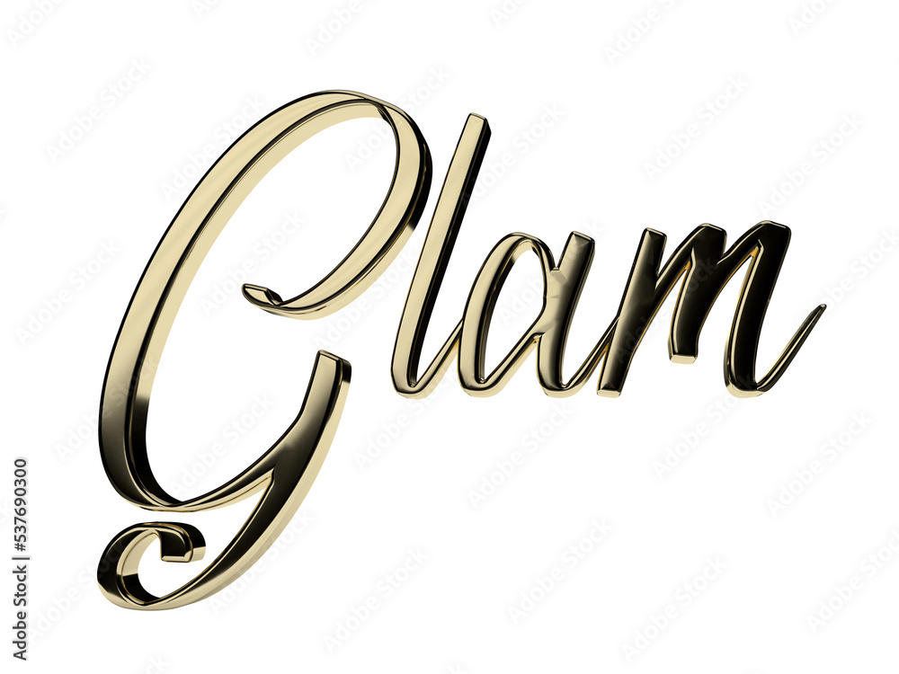 Isolated Word Glam for Elite Class Fashion Industry, 3D Caption for ...