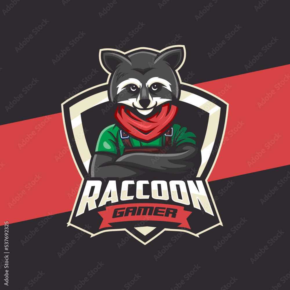 raccoon gamer character mascot e-sport logo design Stock Vector | Adobe ...