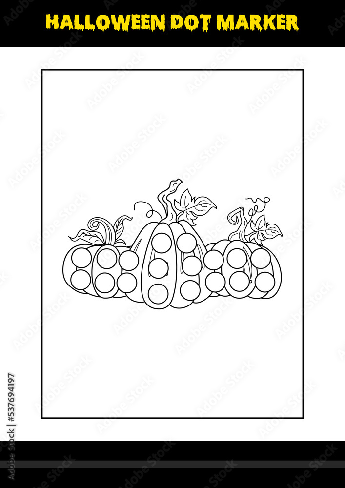 Halloween dot marker coloring page for kids. Line art coloring page ...