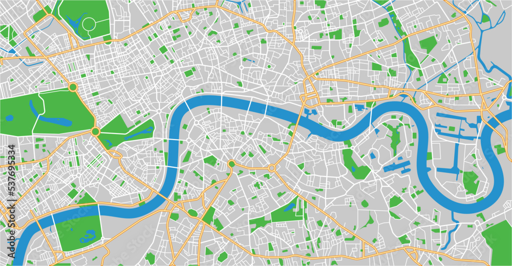 Layered editable vector illustration outline of London city map. Stock ...
