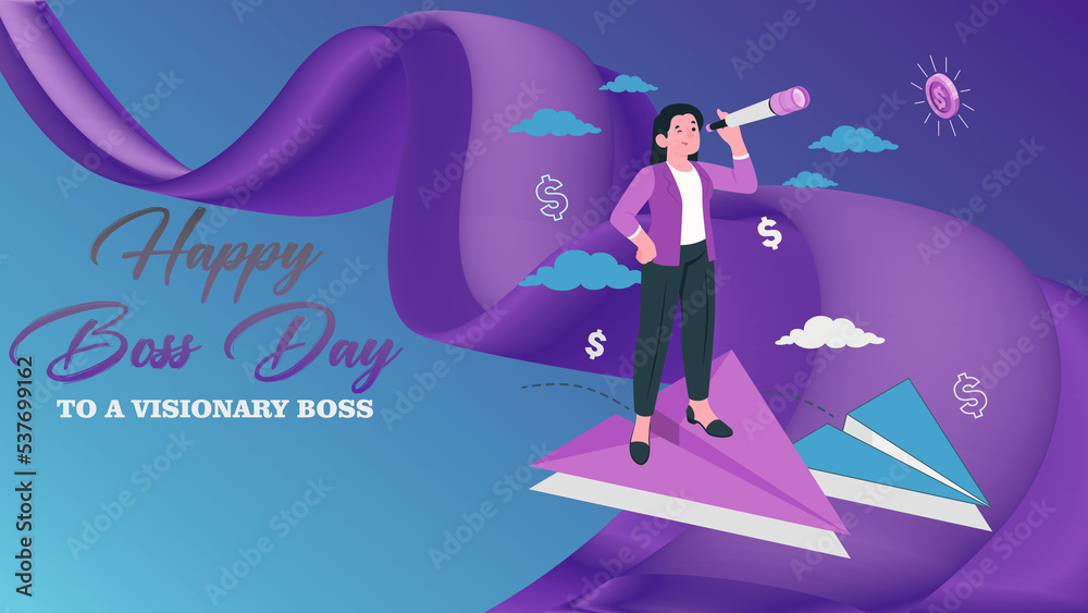 Happy boss day to multitasking woman greetings cards digital background ...