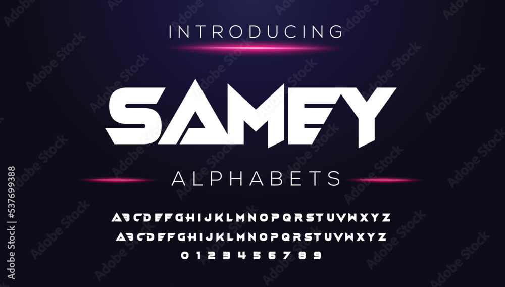 SAMEF Minimal urban font. Typography with dot regular and number ...