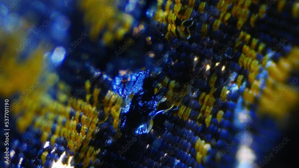 Water-repellent material under microscope. Texture of smallest ...