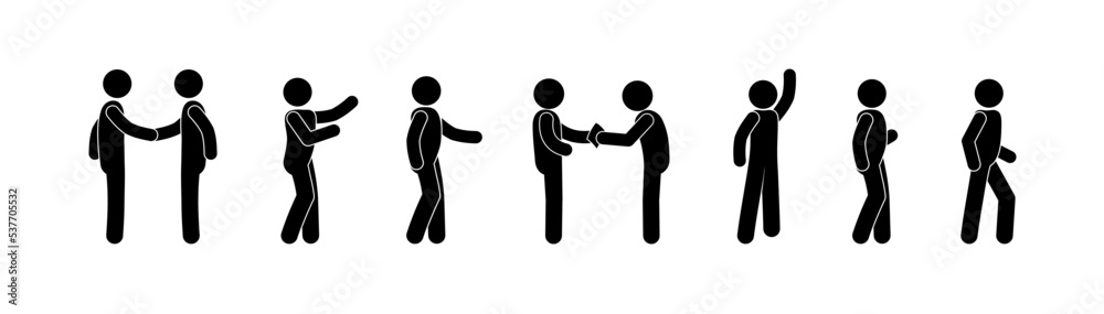 man icon, stick figure people, illustration of human postures and ...