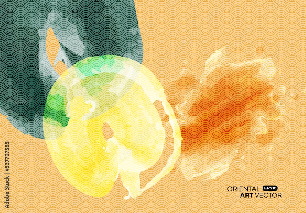 plankton fish abstract with oriental wave biology theme background for ...