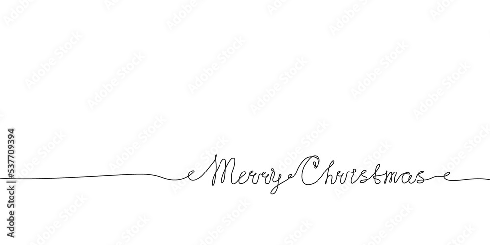 Continuous one line drawing of lettering Merry Christmas. Festive hand ...