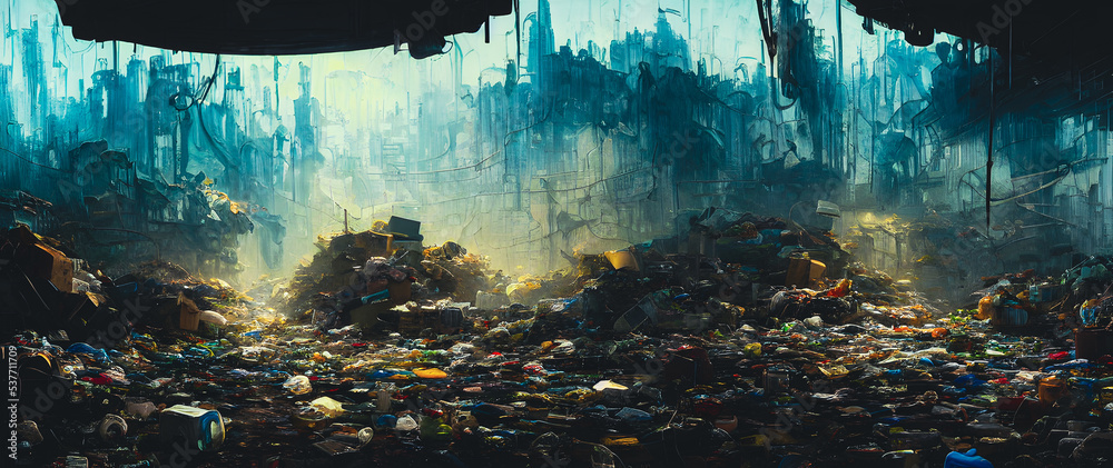 Artistic concept painting of a garbage on the ground , background ...