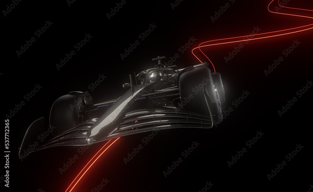 Sports racing car in black and light speed effect, light trails effect ...