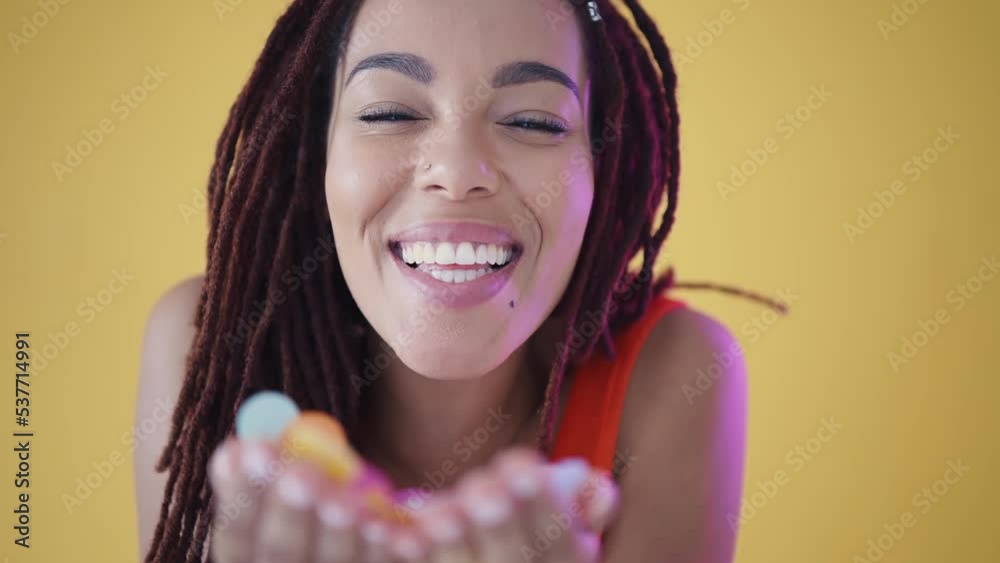 Beautiful jamaican woman with dreadlocks portrait and face expressions ...