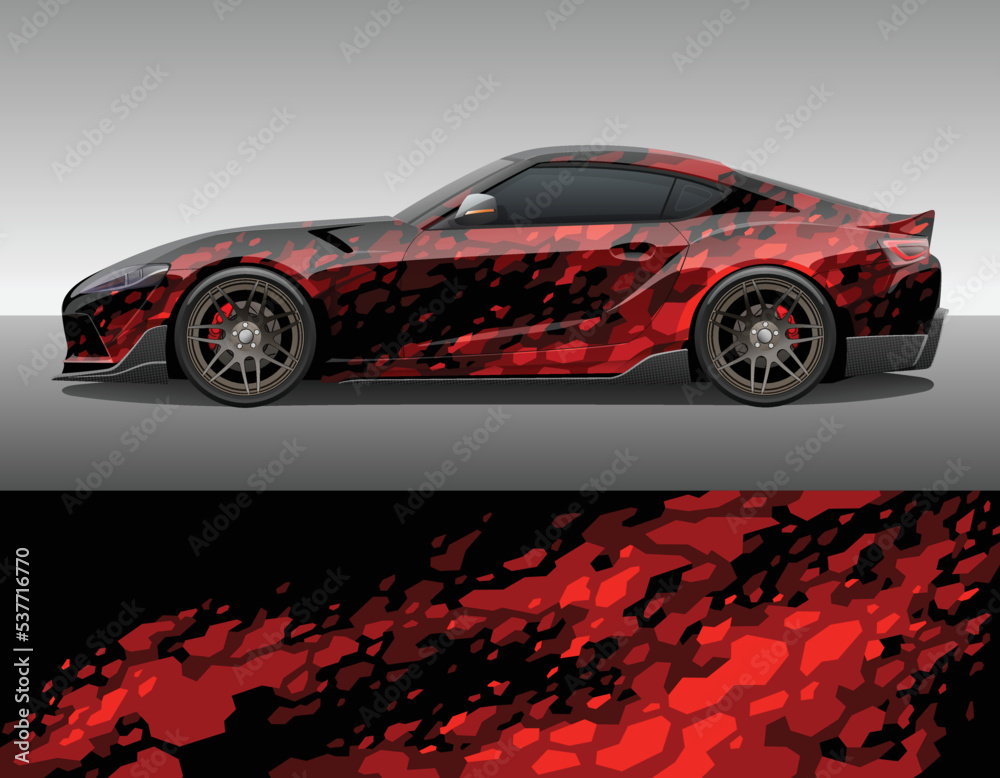 Car wrap vinyl racing decal ornament. Abstract geometric camo splash ...
