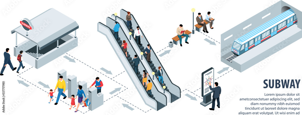 Isometric Subway Infographics Stock Vector | Adobe Stock