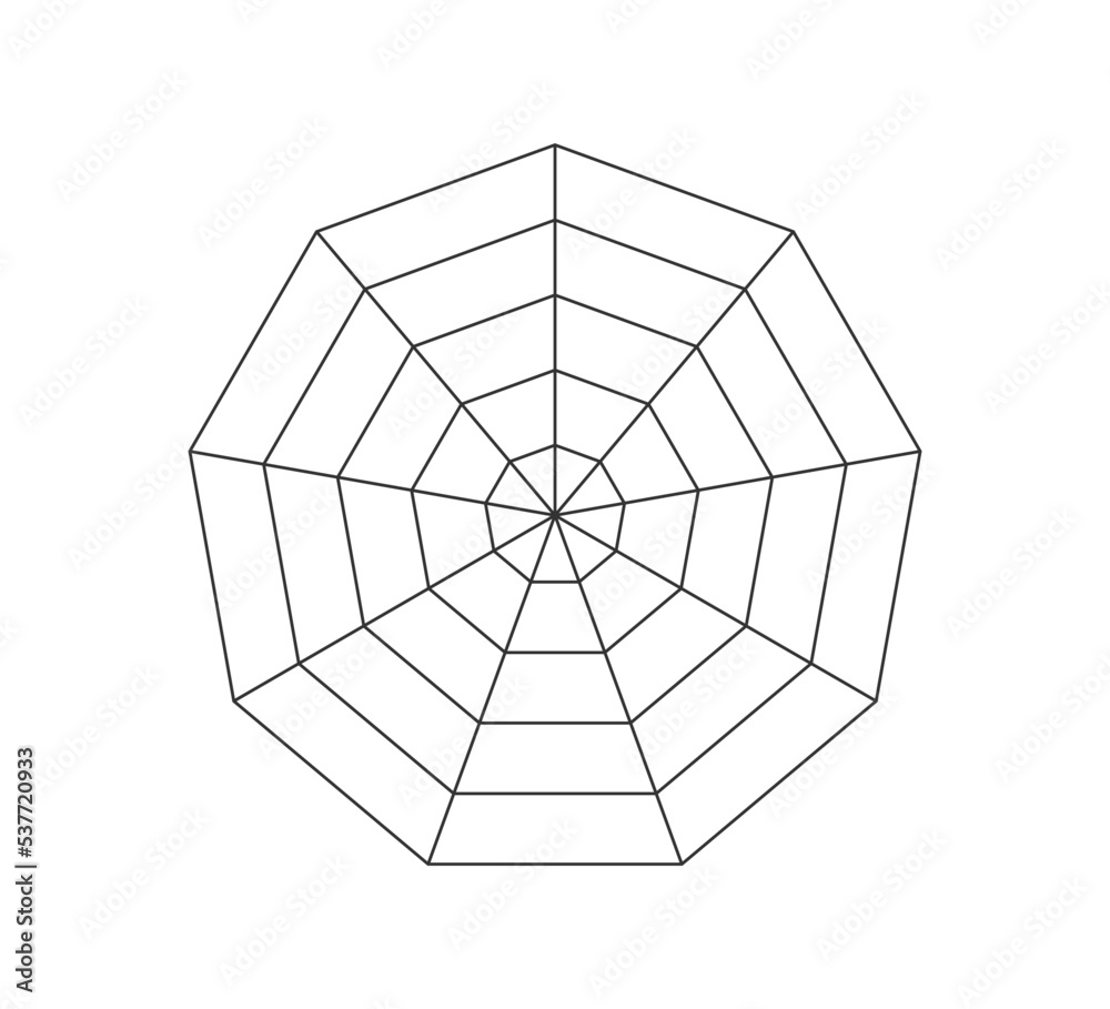 Octagonal radar or spider diagram template. Octagon graph. Flat spider ...