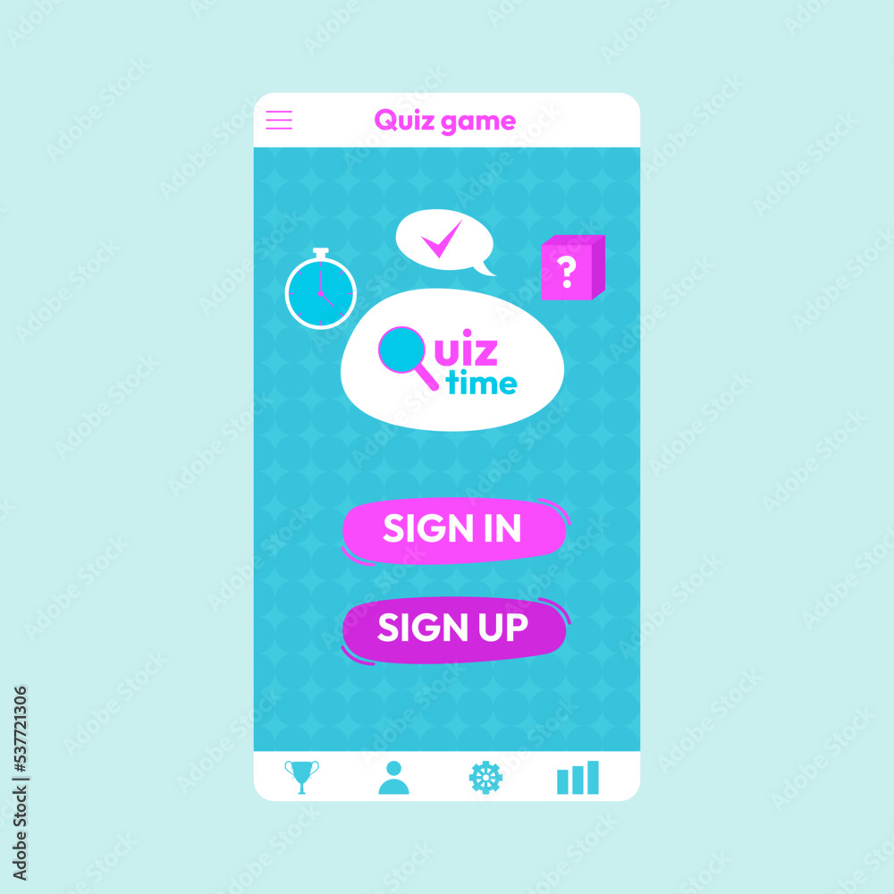 Quiz test lottery millionaire menu template. Quiz game frame. main menu ...