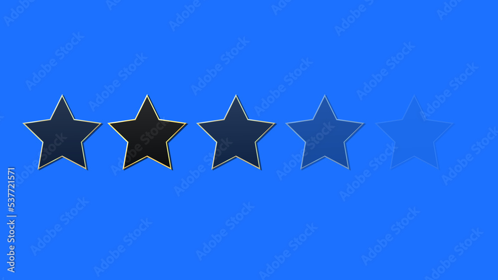 Glowing metallic stars with gold border transition, 5-star rating ...