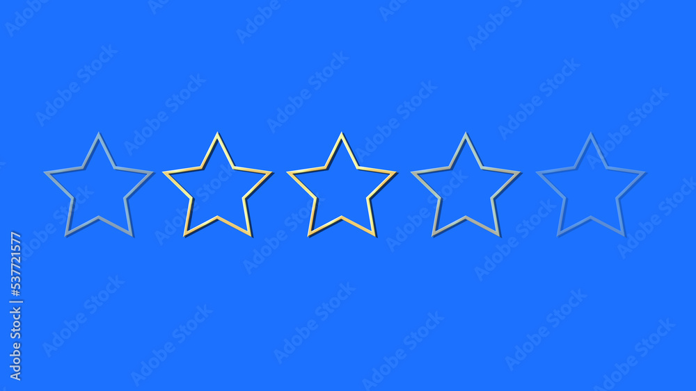 Glowing metallic stars with gold border transition, 5-star rating ...