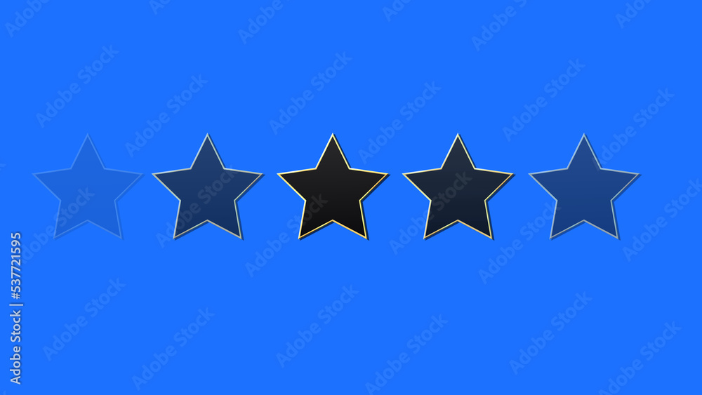 Glowing metallic stars with gold border transition, 5-star rating ...