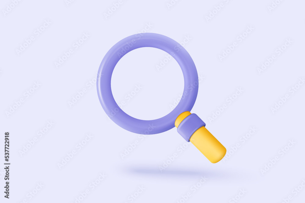 3D minimal purple search bar or magnifying glass in blank search bar on ...