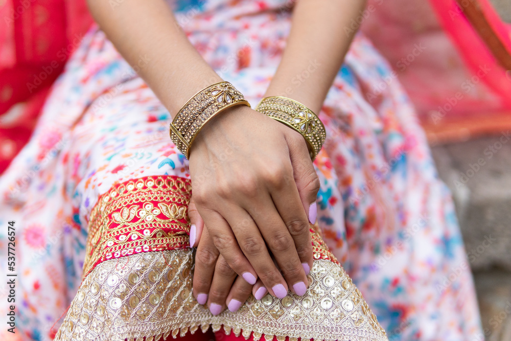 Woman wearing traditional culture bracelets Stock Photo | Adobe Stock