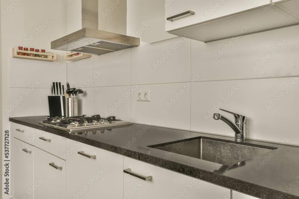 Kitchen counter with gas stove Stock Photo | Adobe Stock