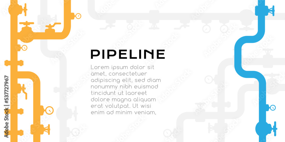 Pipelines textured background with copy space. Industrial vector banner ...