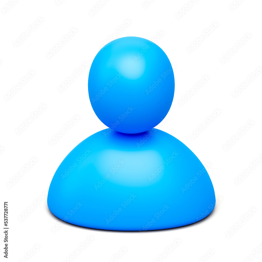 Blue user 3d icon person profile concept isolated on white background ...