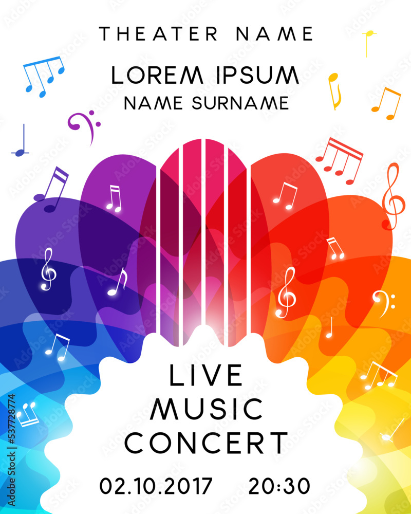 Music concert poster design. Vector template for flyer, banner, Stock ...