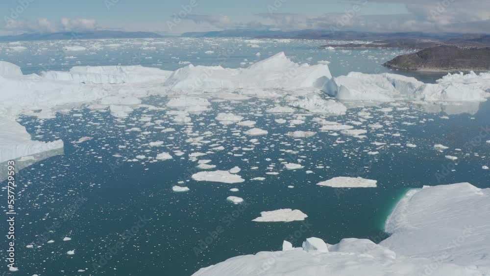 Icebergs drone aerial video top view - Climate Change and Global ...