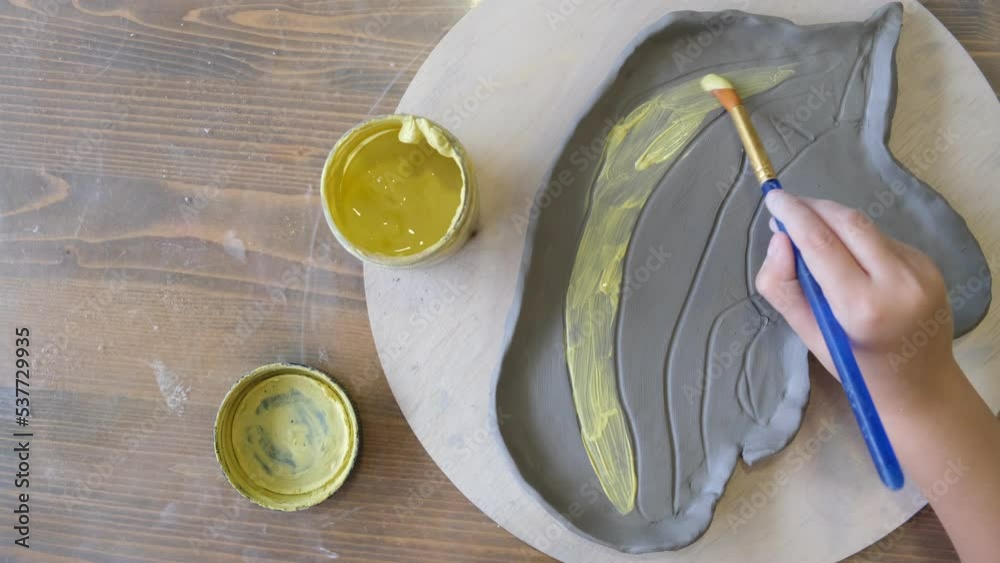 The process of making a plate of clay. Step by step. Pottery, a product ...