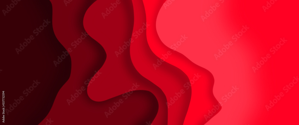 Vector 3D abstract background with paper cut shapes. Red paper cut ...