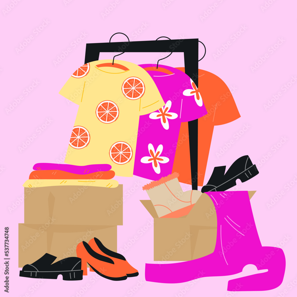 Emblem of second hand shop and swap party. Banner design internet flea ...