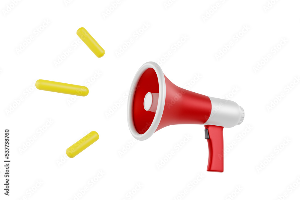 Realistic Megaphone, white and red loudspeake on transparent background ...