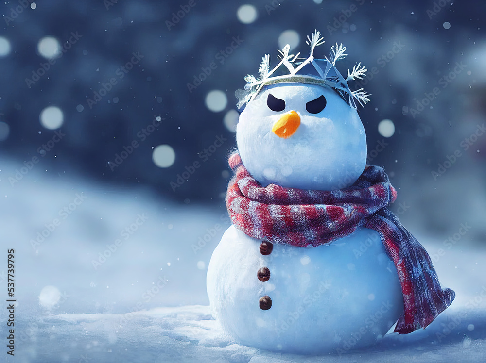 Worried Angry Snowman. Adorable Cute Animal Characters. Fantasy ...