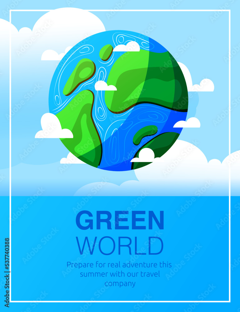 Global Earth Planet With Clouds Vector Cartoon Banner Design Stock global-earth-planet-with-clouds-vector-cartoon-banner-design-stock