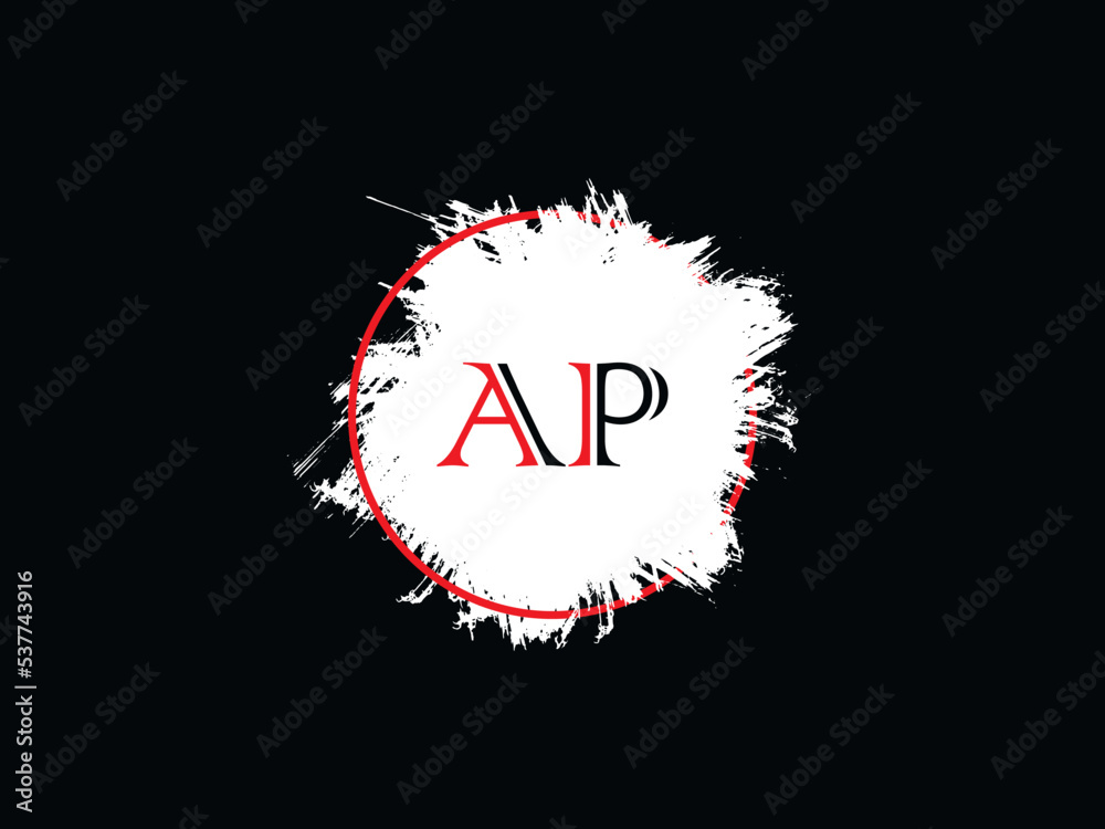 Typography Colorful AP pa a&p Logo Letter Vector and Black Background ...